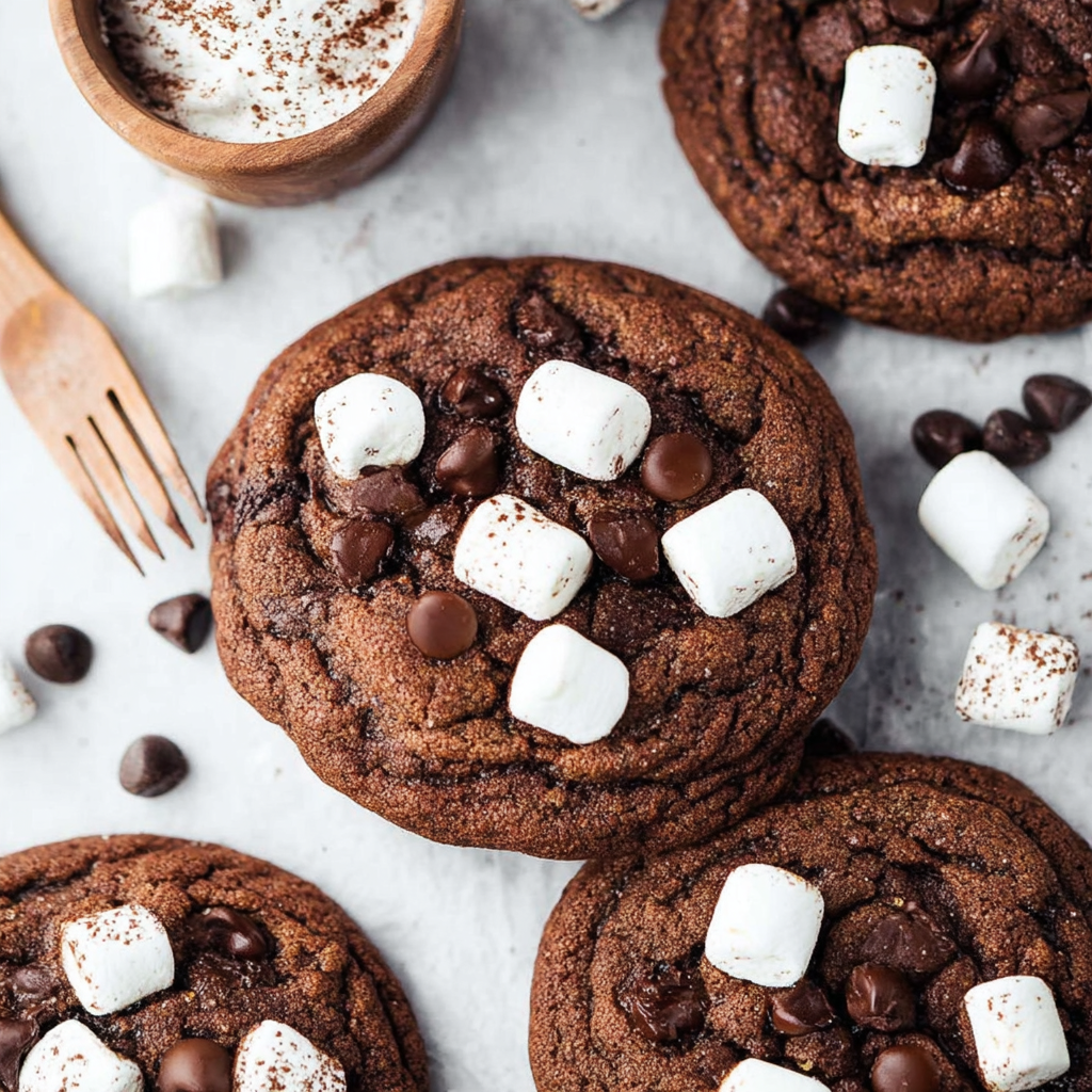Hot Chocolate Cookies with Mini Marshmallows