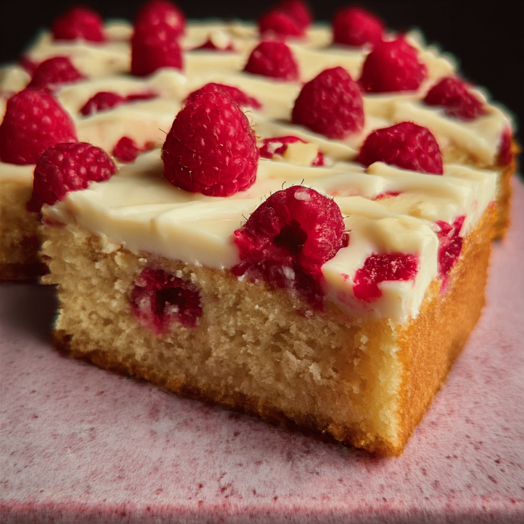 White Chocolate Raspberry Traybake